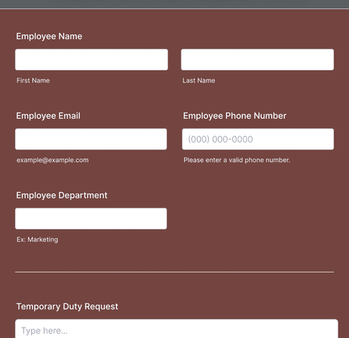 Temporary Duty Request Form Template | Jotform