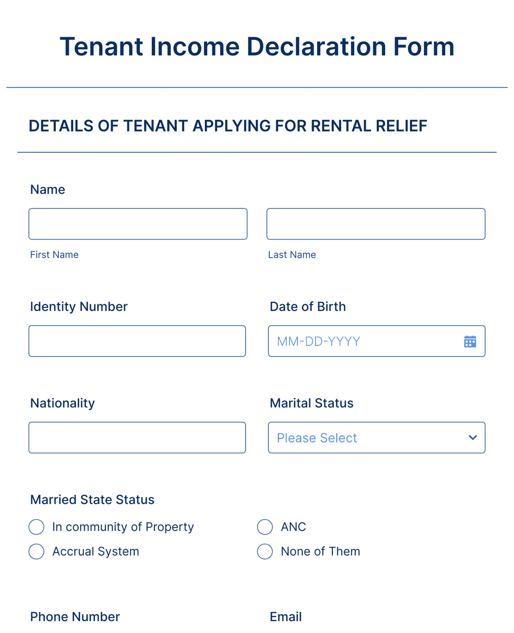 Tenant Income Declaration Form Template | Jotform