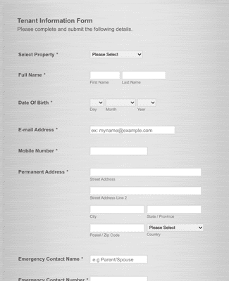 Tenant Info Form Template | Jotform
