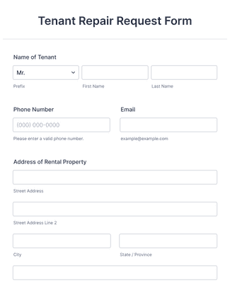 Tenant Repair Request Form Template | Jotform