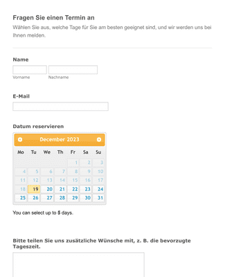 Terminanfrage Formularvorlage | Jotform