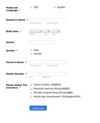 Test Holiday Camp Registration FormV2 Form Template | Jotform