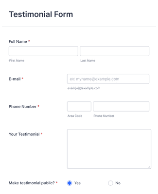 Testimonial Form Template | Jotform