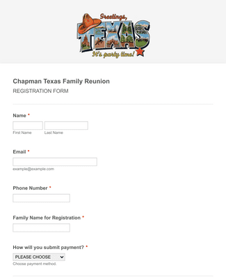 Texas Family Reunion Final Registration Form Template | Jotform