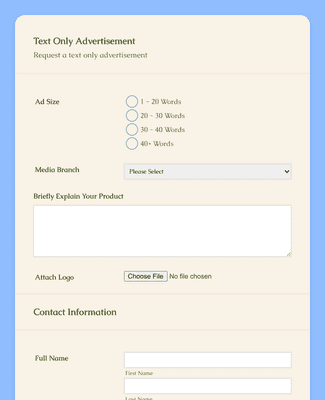 Text Only Advertisement Form Template | Jotform