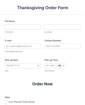 Thanksgiving Order Form Template | Jotform