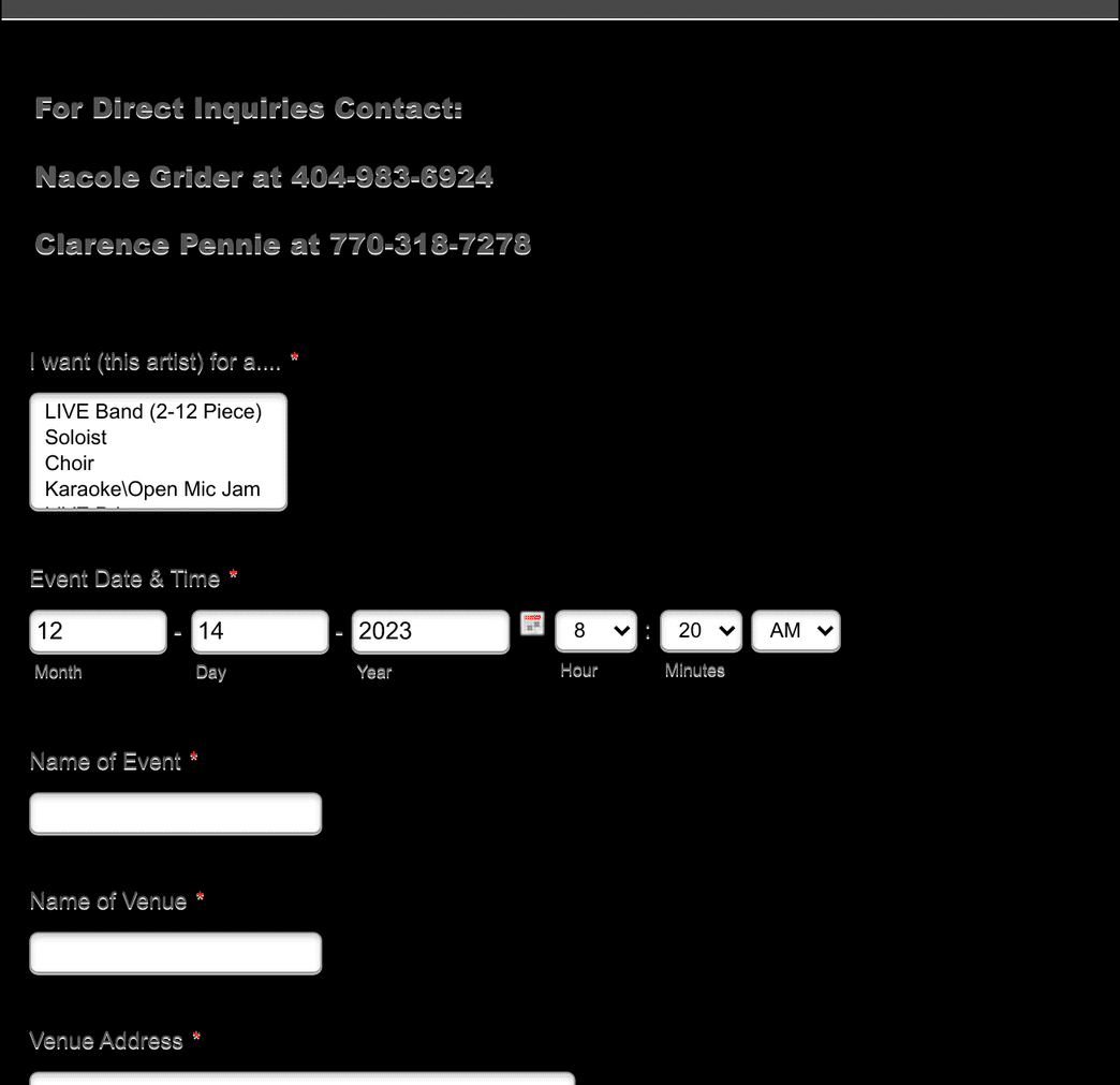 The Entertainment Booking Form Template | Jotform