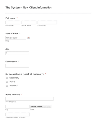 The System - New Client Information Form Template | Jotform