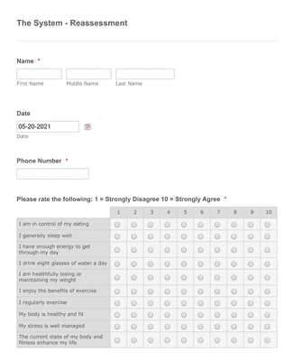 The System - Assessment Form Template | Jotform