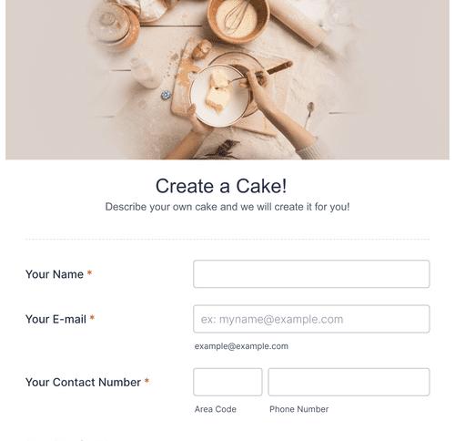 Theme Cake Order Form Template | Jotform