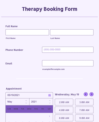 Therapy Booking Form Template | JotForm