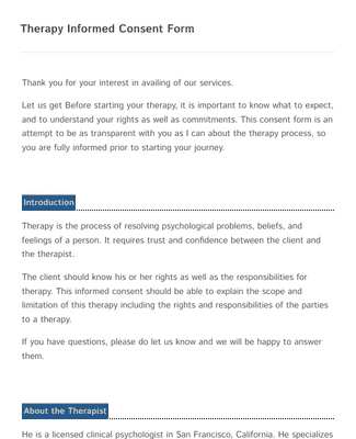 Therapy Informed Consent Form Template | Jotform