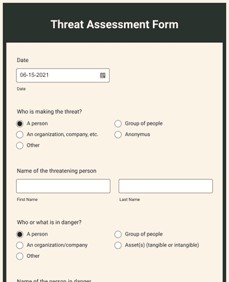 Threat Assessment Form Template | JotForm