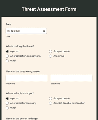 Threat Assessment Form Template | Jotform