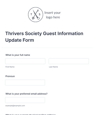 Thrivers Society: Guest Information Update Form Template | Jotform