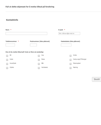 Tilbudsskjema forsikring Form Template | Jotform