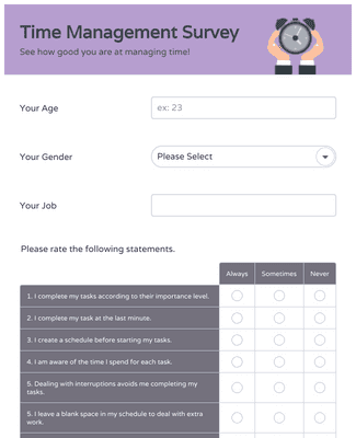 Time Management Survey Form Template | Jotform