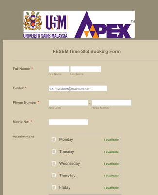 Time Slot Booking Form Template | Jotform