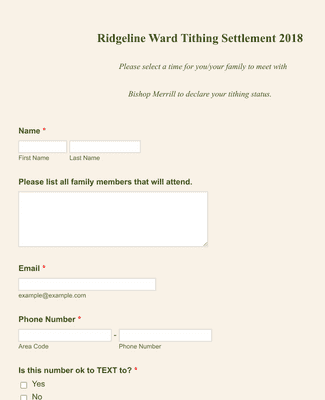 Tithing Settlement Form Template | Jotform