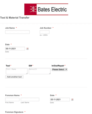 Tool and Material Transfer Form Template | JotForm