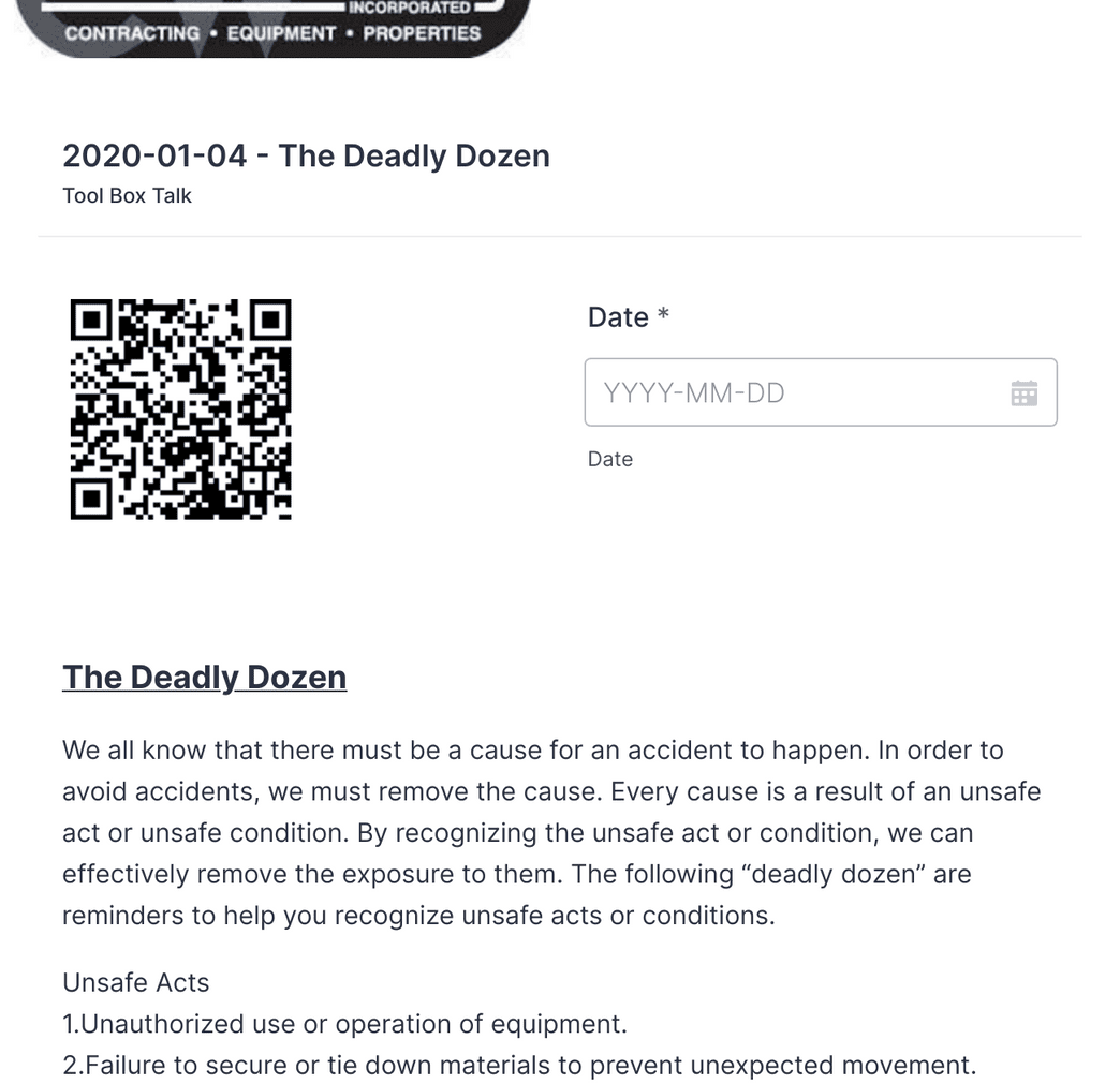 Tool Box Talk Form Template | Jotform