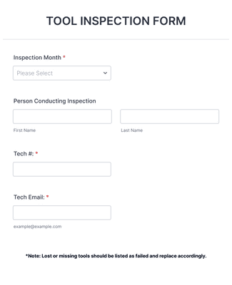 Tool Inspection Form Template | Jotform
