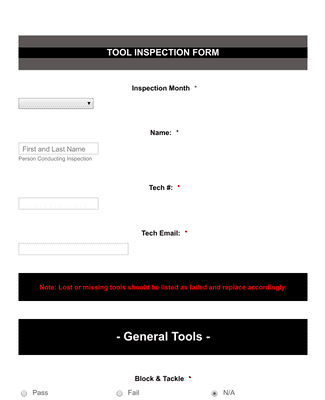Tool Inspection Form Template | Jotform