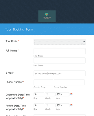 Tour Booking Form Template | Jotform