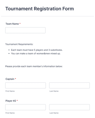 Tournament Registration Form Template | Jotform