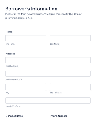 Track Borrowed Items Form Template | Jotform