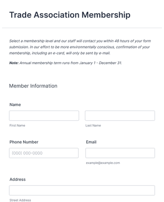 Trade Association Membership Form Template | Jotform