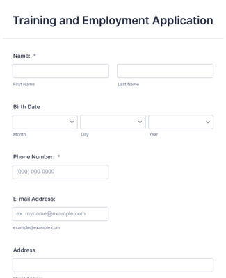 Training and Employment Application Form Template | Jotform