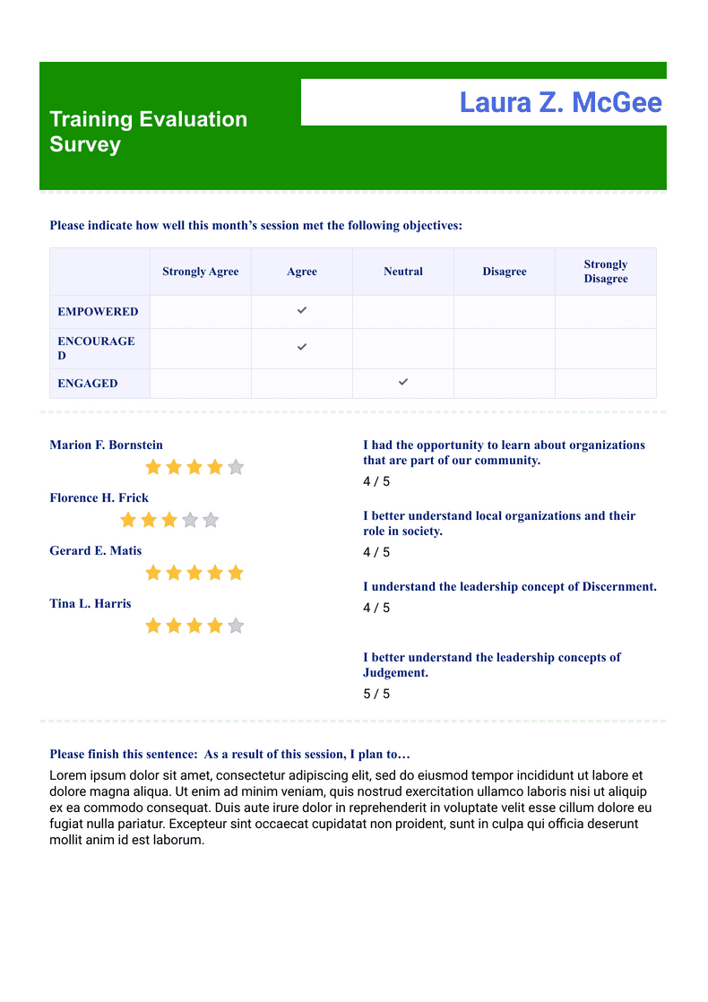 Training Evaluation Survey Template - PDF Templates | Jotform