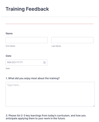 Training Feedback Form Template | JotForm
