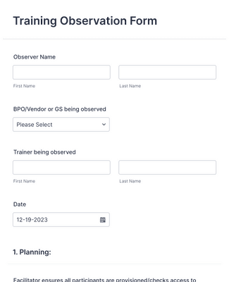 Training Observation Form Template | Jotform