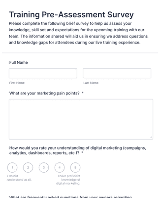 Training Pre-Assessment Survey Form Template | Jotform