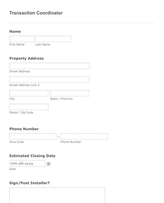 Transaction Coordinator Form Template | Jotform