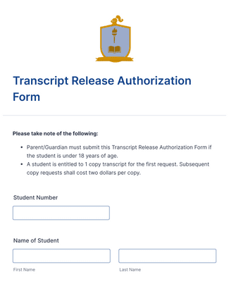 Transcript Release Authorization Form Template | Jotform