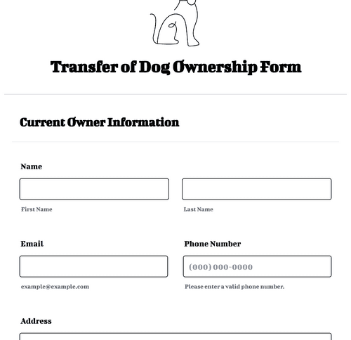 Transfer of Dog Ownership Form Template | Jotform