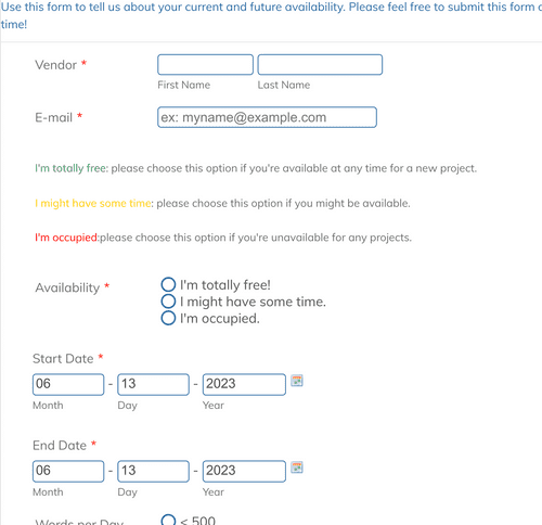 Translator Availability Reminder Form Template | Jotform