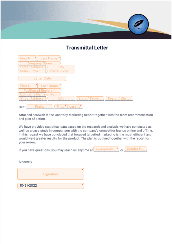 Transmittal Letter - Sign Templates | Jotform
