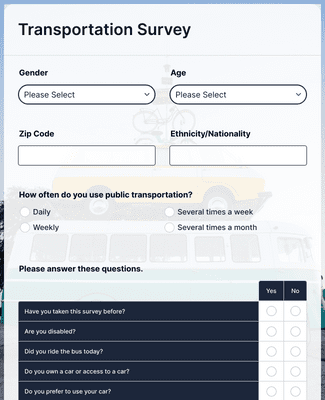 Transportation Survey Form Template | Jotform