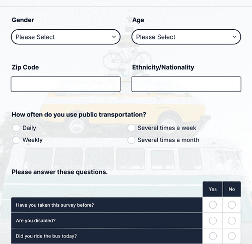 Transportation Survey Form Template | Jotform