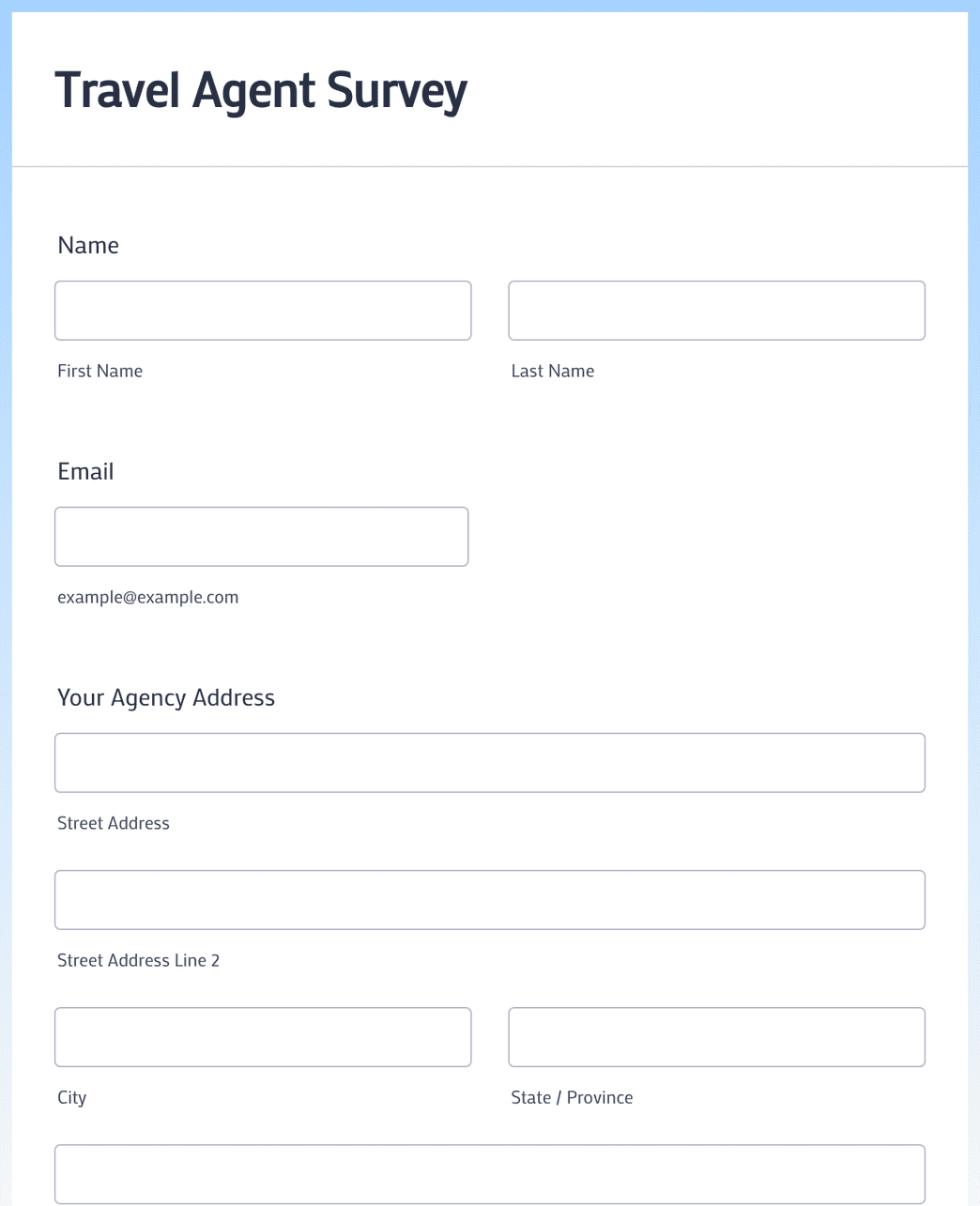 Travel Agent Survey Form Template | Jotform