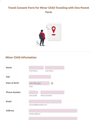 Travel Consent Form for Minor Child Traveling with One Parent Form ...