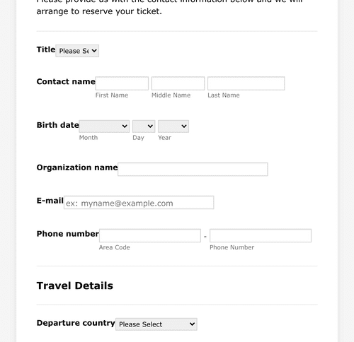 Travel Information Form Template | Jotform