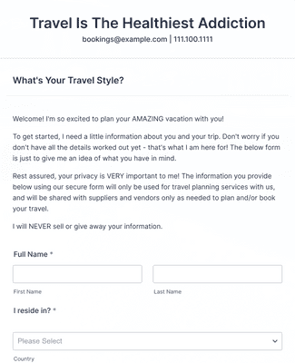 Travel Questionnaire Form Template | Jotform