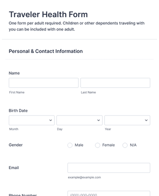 Traveler Health Form Template | Jotform