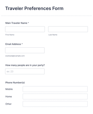 Traveler Preferences Form Template | Jotform