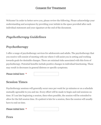Treatment Consent Form Template | Jotform